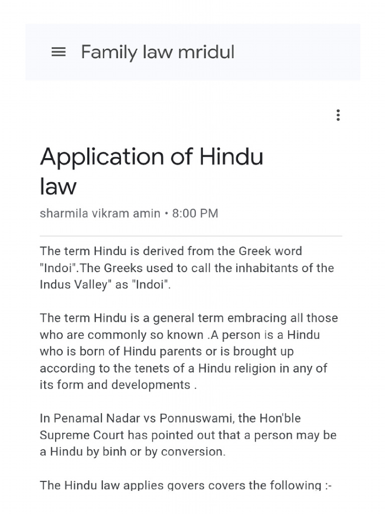 Application of Hindu Law | PDF