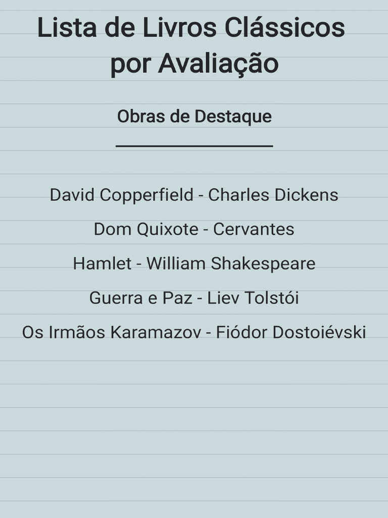 Livros Clássicos | PDF