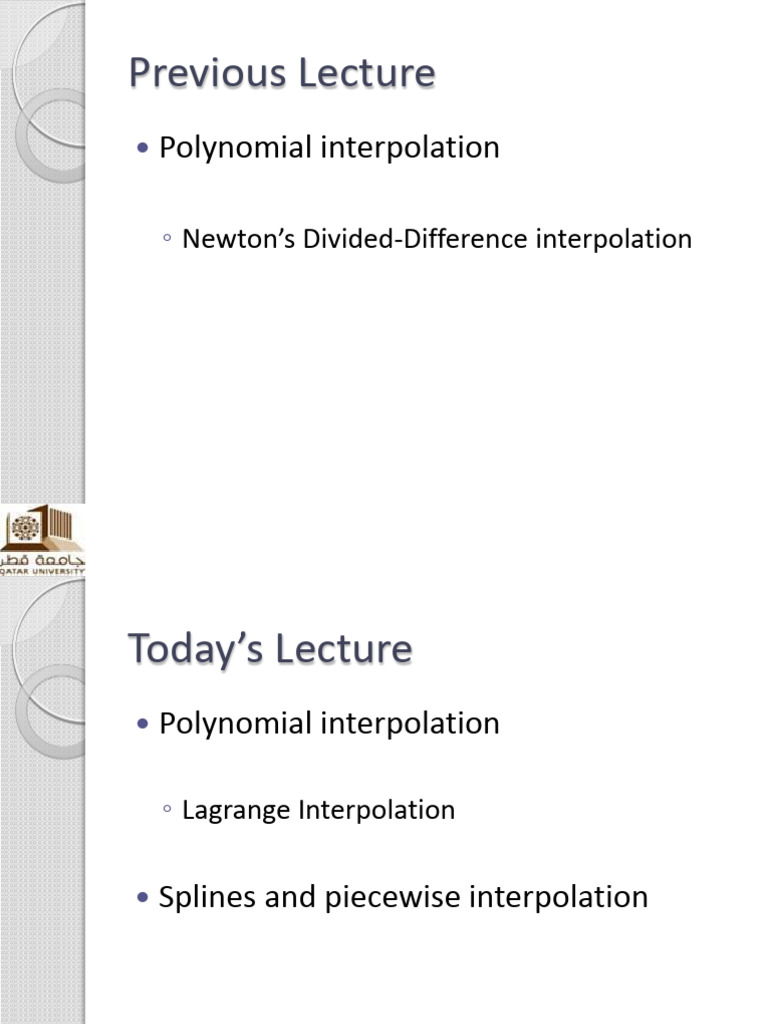 GENG 300 Lecture 12 Interpolation 2 | PDF | Interpolation | Mathematics Of Computing