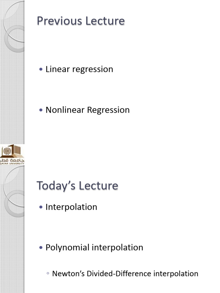 GENG 300 Lecture 11 Interpolation 1 | PDF | Interpolation | Regression Analysis