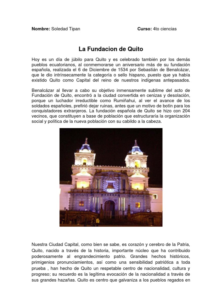 Fundación de Quito: 6 de diciembre 1534 | PDF | Ecuador | España