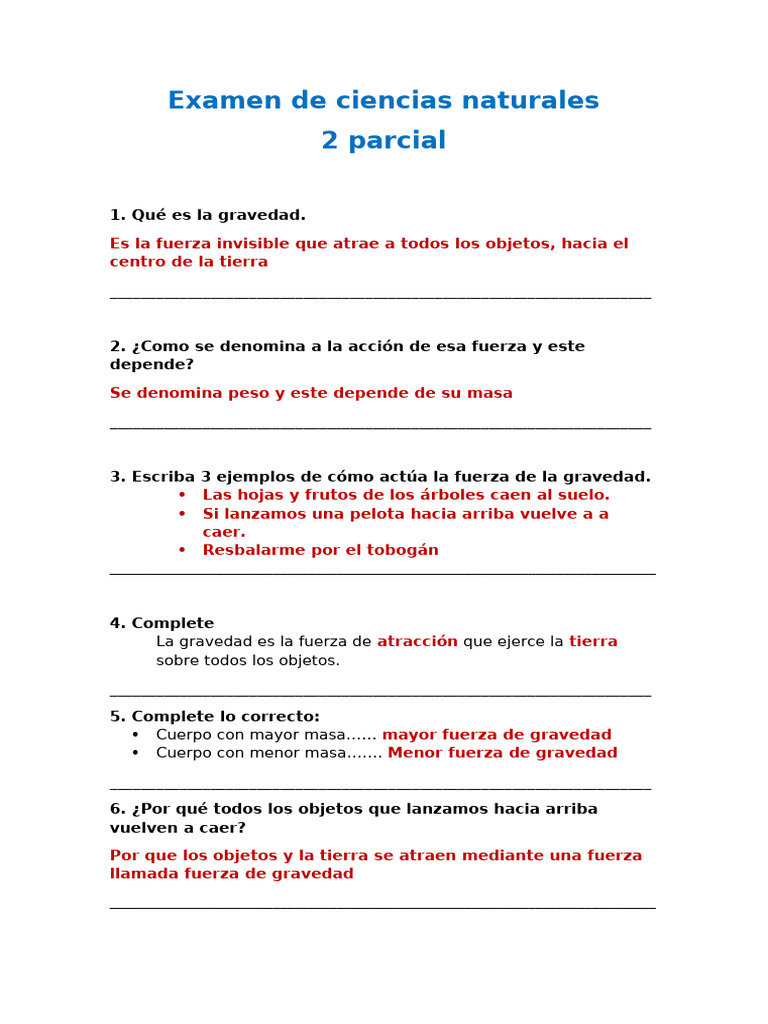 Cuestionario Resuelto de CCNN Exa, Men 2 Parcial | PDF | Líquidos | Gases