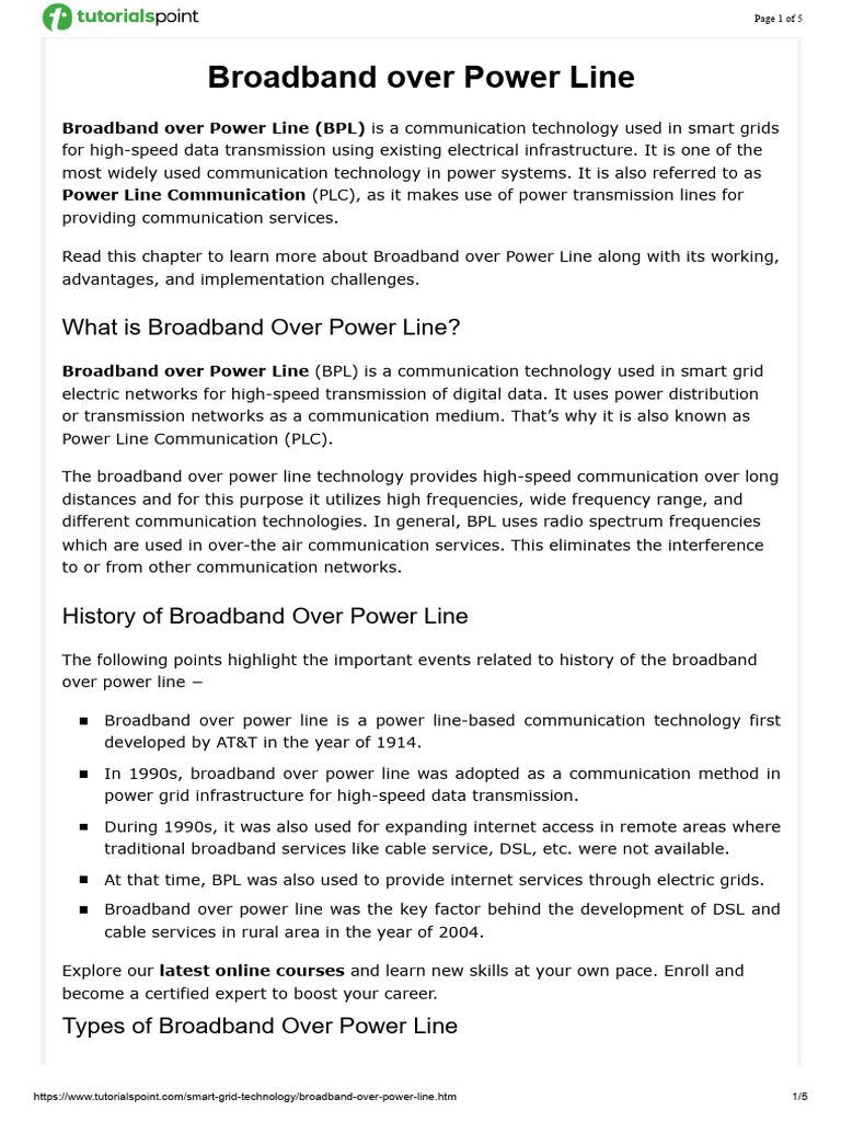 Oadband Over Power Line | PDF | Broadband | Telecommunications