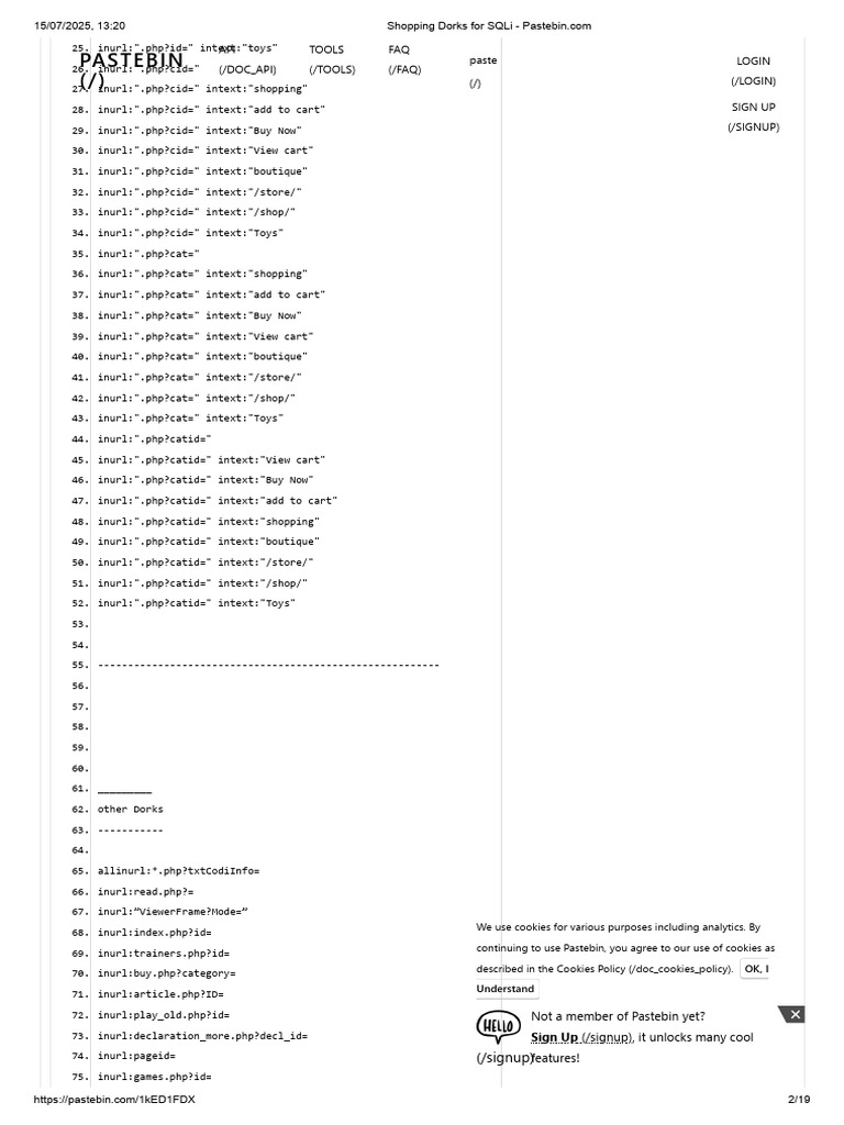 SQL Injection Dorks for Shopping Sites | PDF | Computer Programming ...