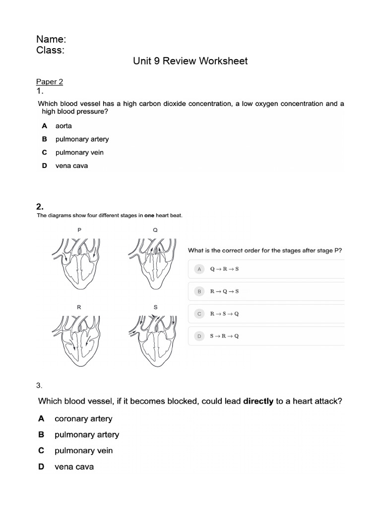 Unit 9 Review Worksheet | PDF