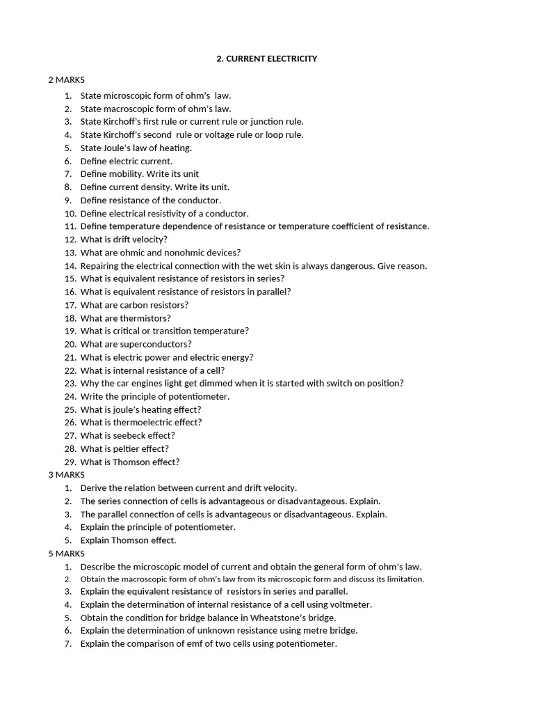 Unit 2 Current Electricity | PDF