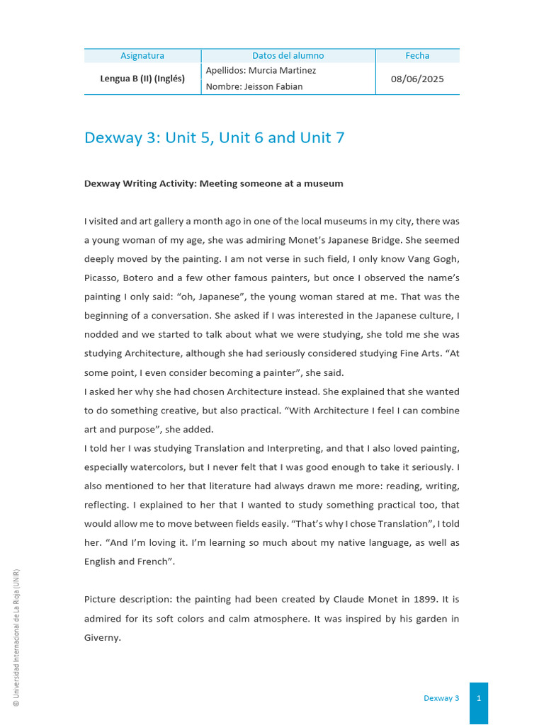 Dexway Set 3 - Unit 5 To 7 | PDF | Claude Monet | Linguistics