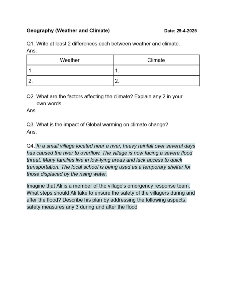 Weather vs. Climate: Key Differences and Impacts | PDF