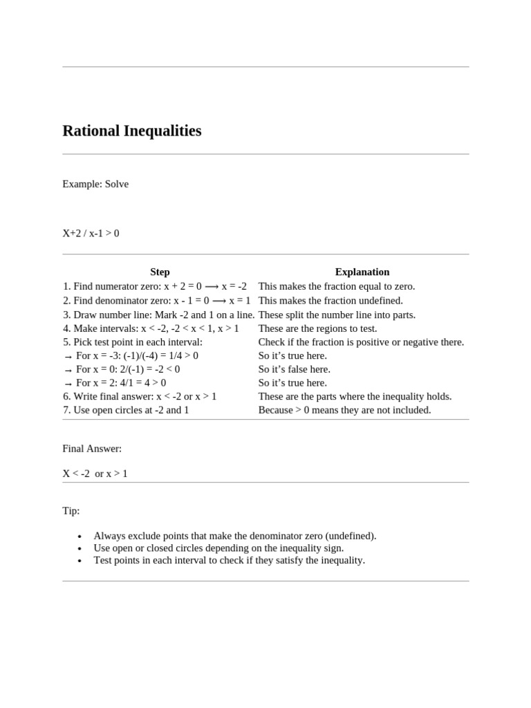 Rational Inequalities 2 | PDF