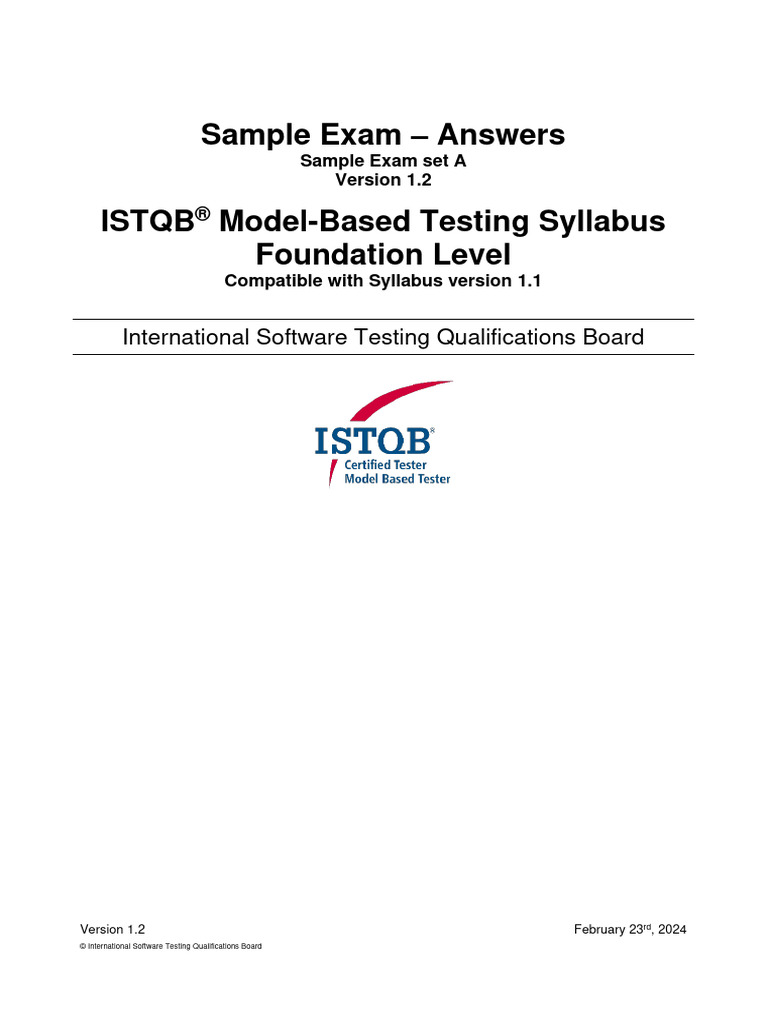 ISTQB Model-Based Testing Sample Exam | PDF | Software Testing ...