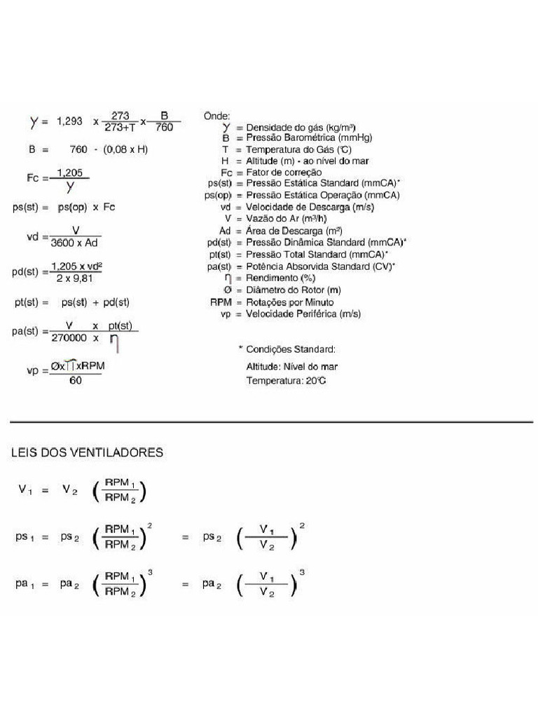 Formulas para A Selecao de Ventiladores | PDF