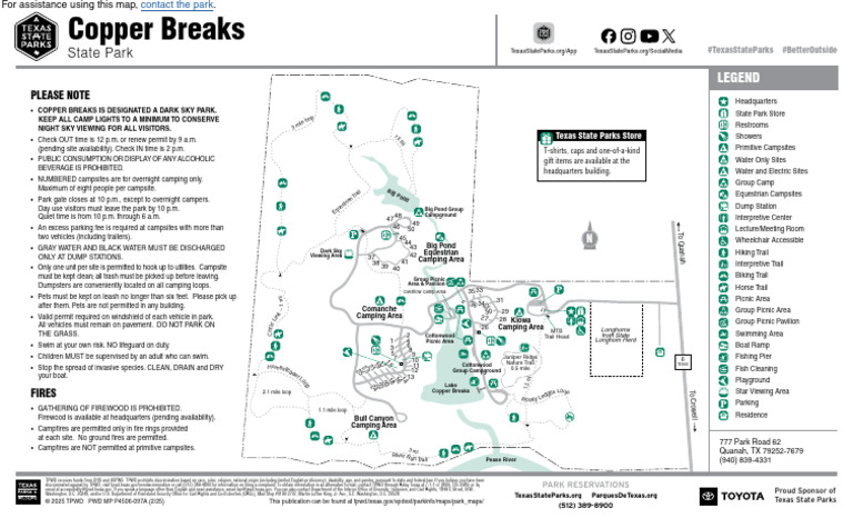 Copper Breaks State Park Guide | PDF | Campsite | Outdoor Recreation