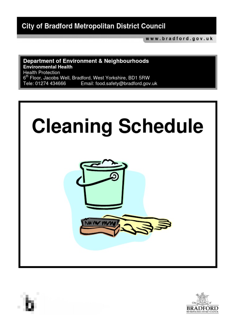 Cleaning Schedule | PDF | Hygiene | Disinfectant