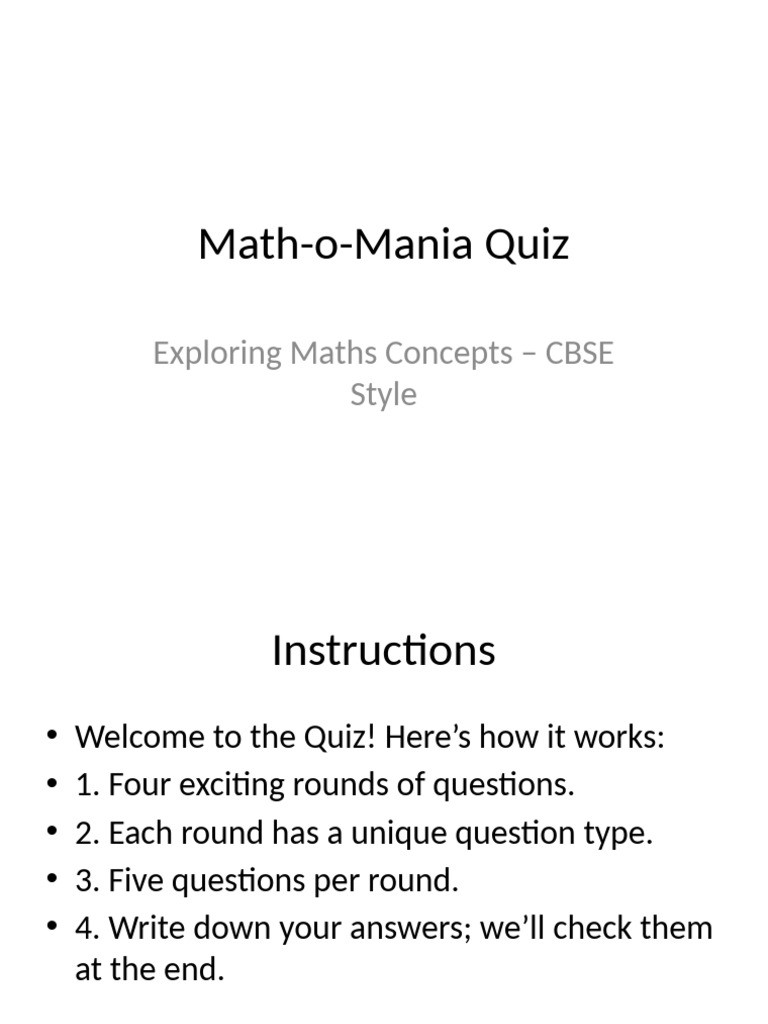 Math-o-Mania Quiz for Kids | PDF