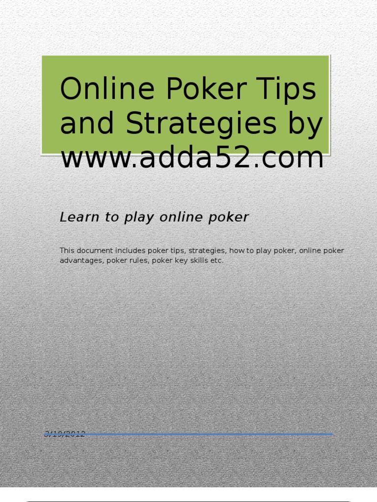 Poker Tips & Strategies | PDF | Poker | Texas Hold 'Em