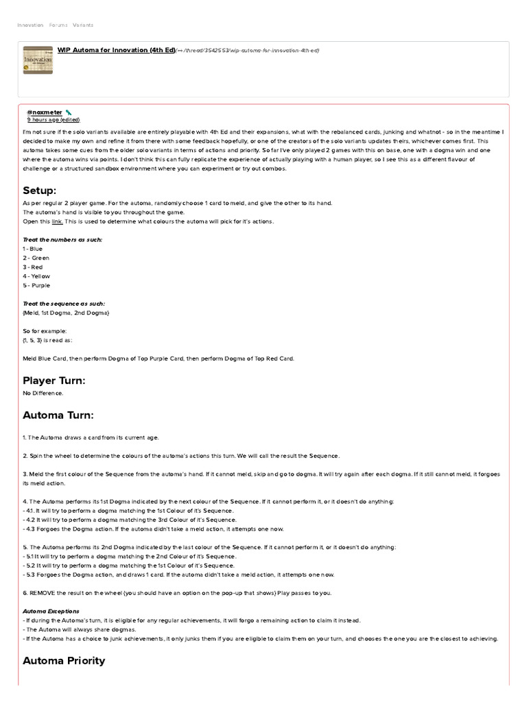 Automa Rules for Innovation 4th Ed | PDF