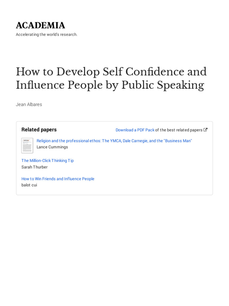 How To Develop Self Confidence and Influence People by Public Speaking ...