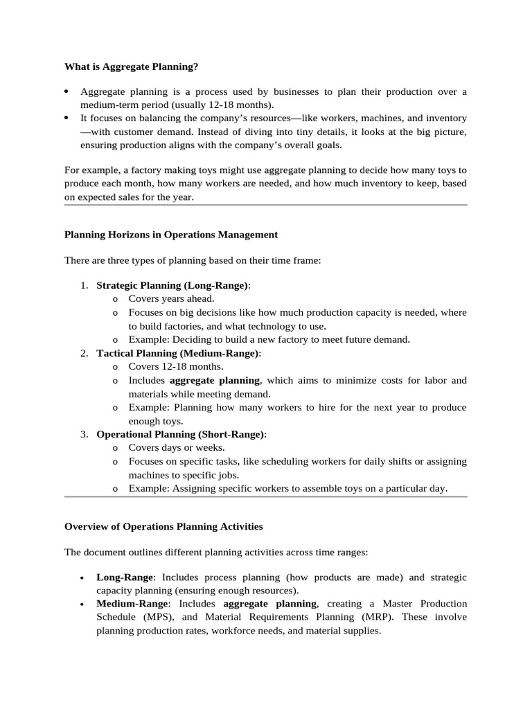 ? What Is Aggregate Planning - Notes | PDF | Inventory | Business