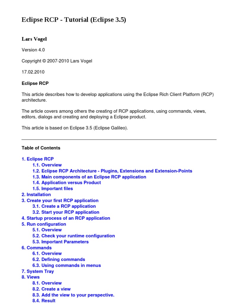 Eclipse RCP | PDF | Eclipse (Software) | Plug In (Computing)