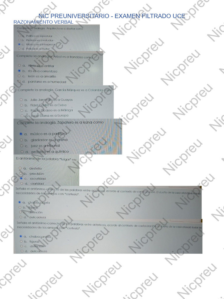 Examen Uce Prueba Filtrada 5 | PDF