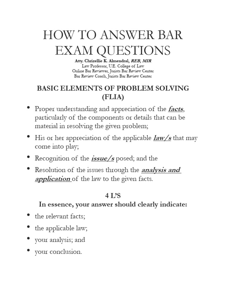 How To Answer Bar Exam Questions | PDF | Reason | Knowledge