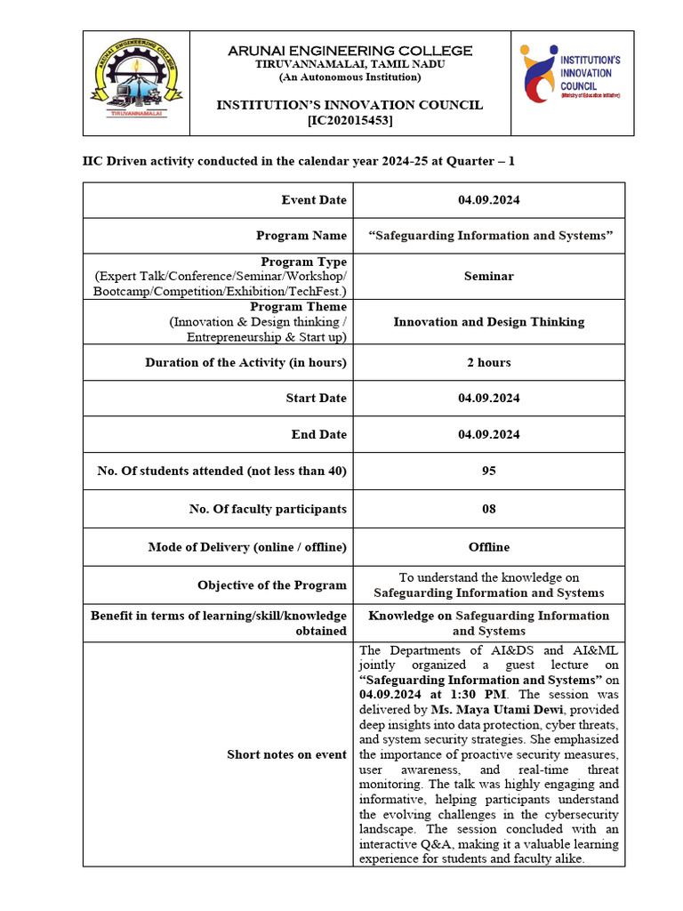 Seminar on Safeguarding Information Systems | PDF | Cognitive Science ...