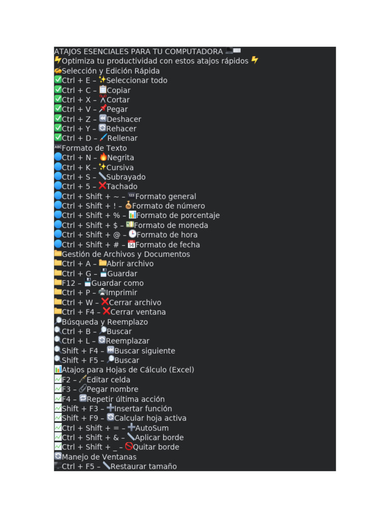 Atajos Esenciales para Computadora | PDF | Ventana (informática) | Software