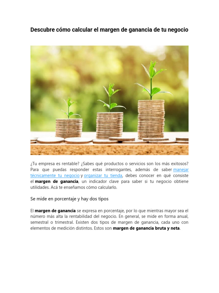 Cómo Calcular el Margen de Ganancia | PDF | Porcentaje | Margen bruto