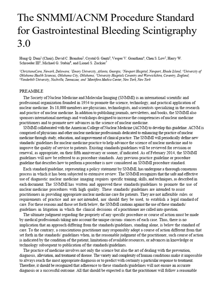 Gastrointestinal Bleeding Scintigraphy Standards | PDF | Ct Scan ...