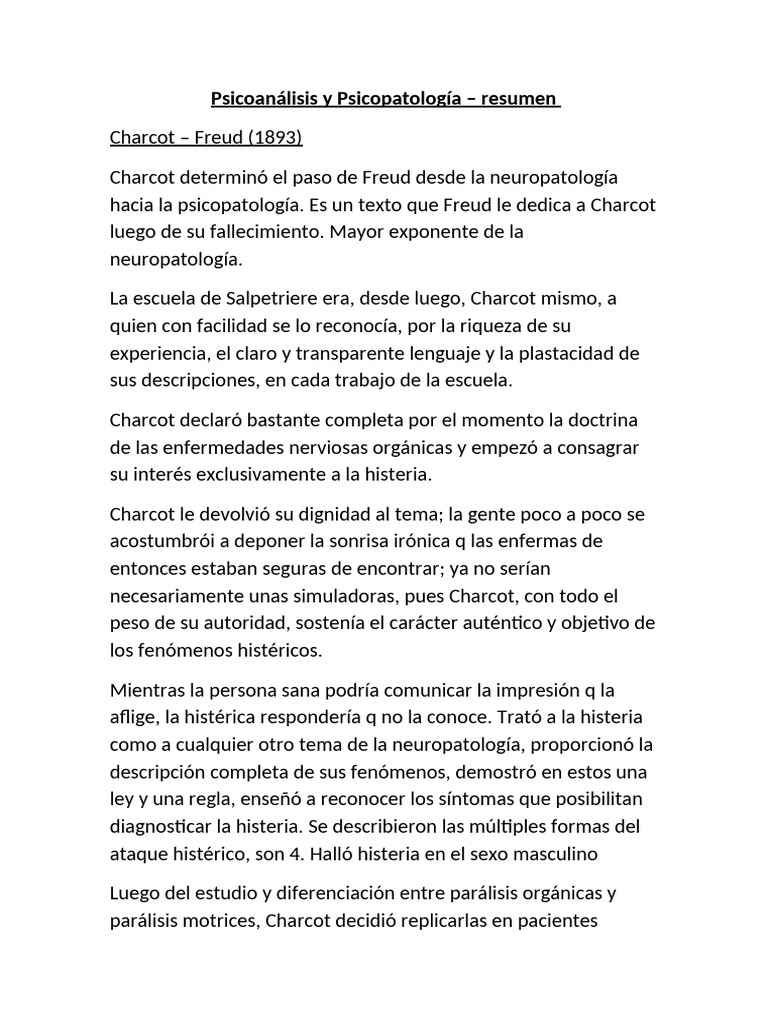 Psicoanálisis y Psicopatología RESUMEN | PDF | Neurosis | Psicoanálisis