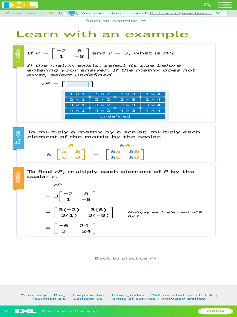 Scalar Multiplication of Matrices | PDF