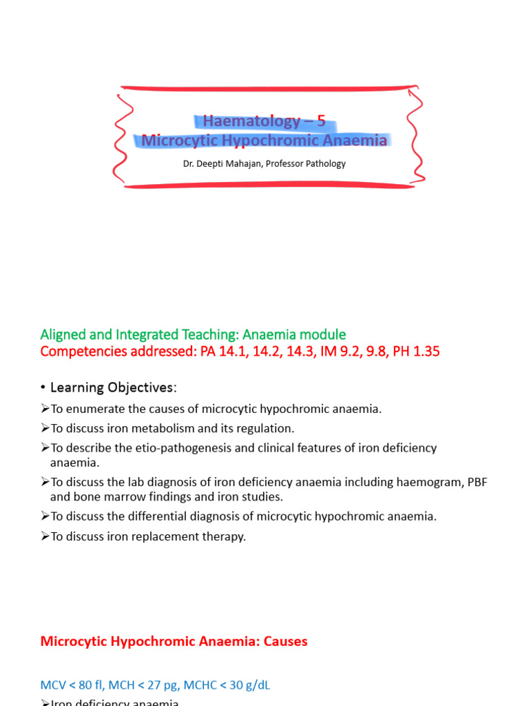 Haematology 5 Microcytic Hypochromic Anaemia | PDF | Anemia | Diseases ...