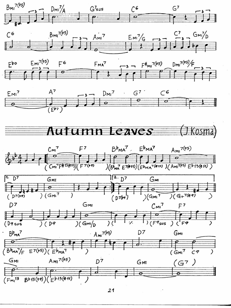 Autumn Leaves BB Lead Sheet | PDF