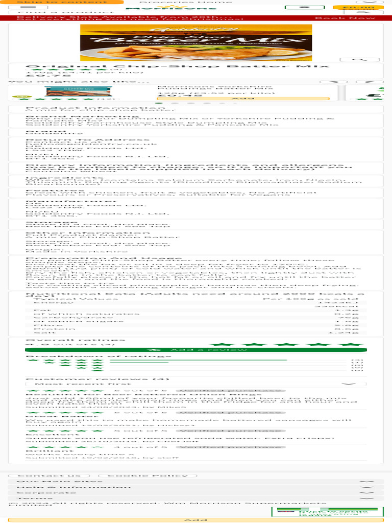 Original Chip-Shop Batter Mix - Morrisons Online Groceries & Offers ...