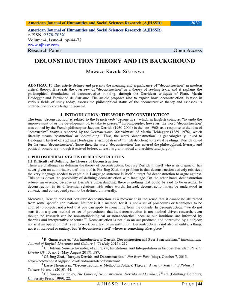 Deconstruction Theory and Its Background | PDF | Deconstruction | Existence