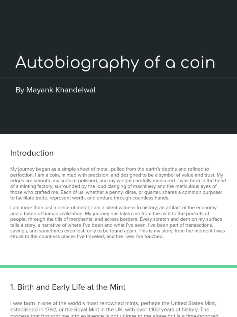 Autobiography of A Coin | PDF | Coins | Cash
