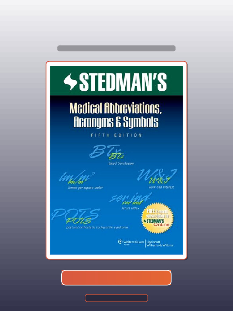 Stedmans Medical Abbreviations Acronyms Symbols 5th Edition | PDF | Multiple Choice | Acronym
