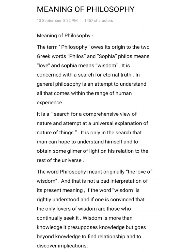 Meaning of Philosophy ...... | PDF