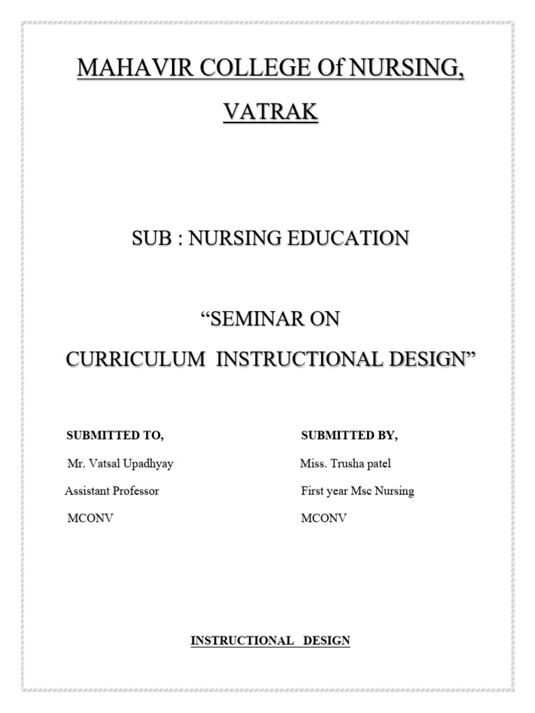 SEMINAR On Instructional Design | PDF | Curriculum | Learning