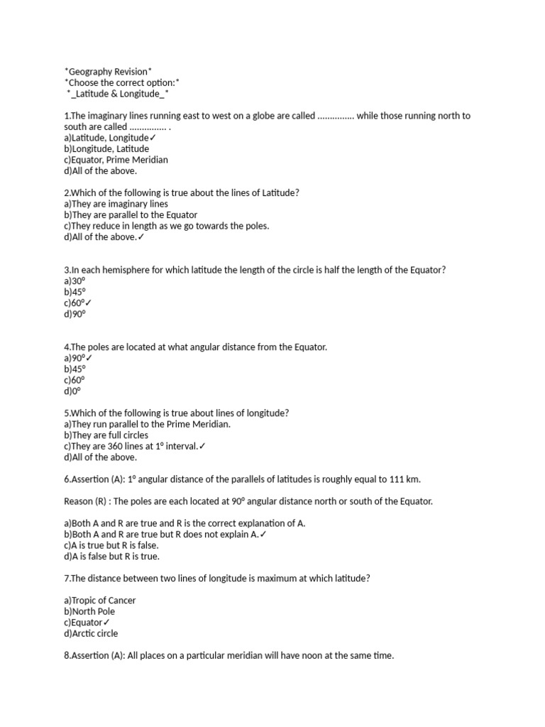 Geography Worksheet for 5th Grade | PDF | Equator | Latitude