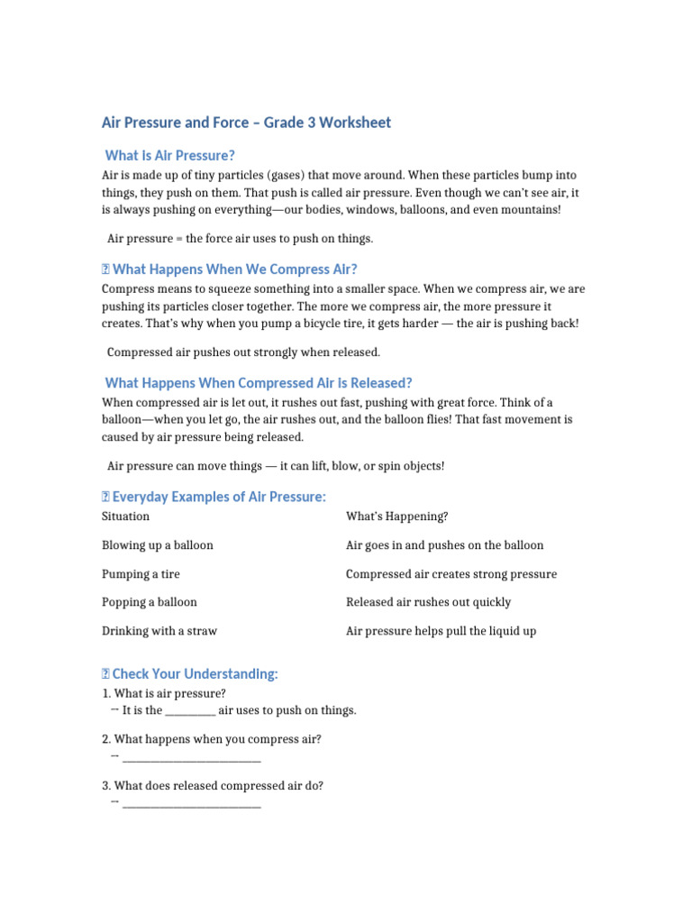 Understanding Air Pressure for Kids | PDF