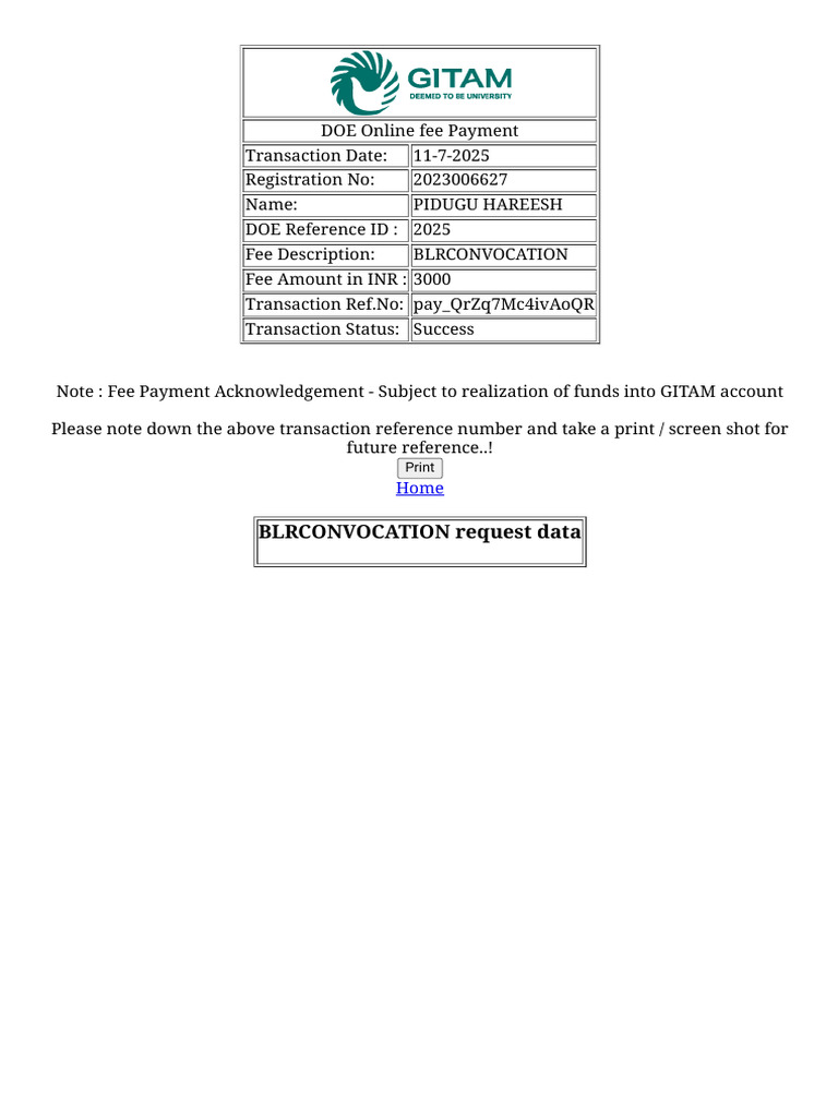 Onlinepay - Gitam.edu rpayIBEvaluation Response | PDF