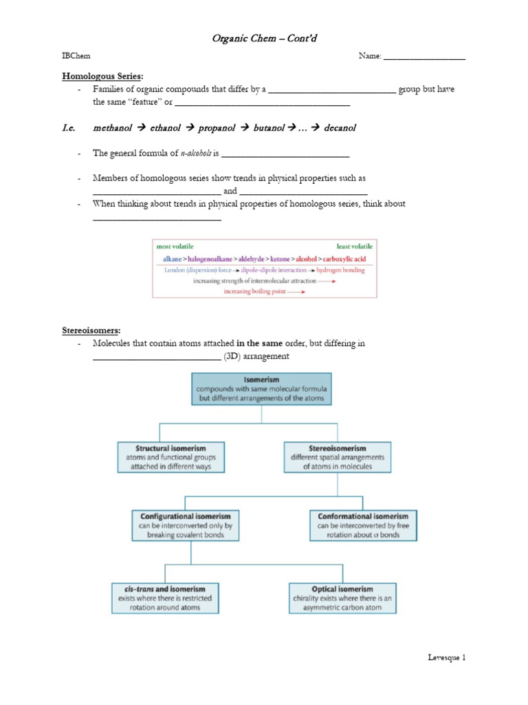 Understanding Homologous Series & Isomerism | PDF | Isomer | Chirality ...