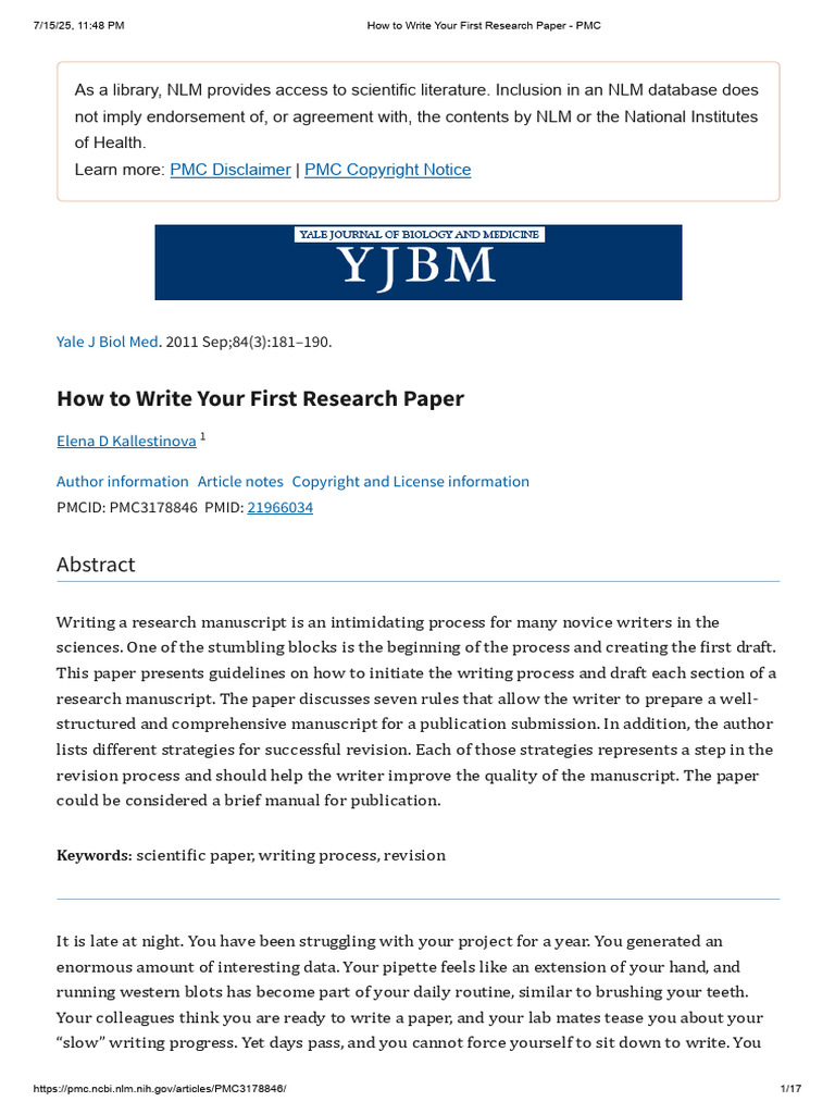 Writing Your First Scientific Paper | PDF | Academic Publishing