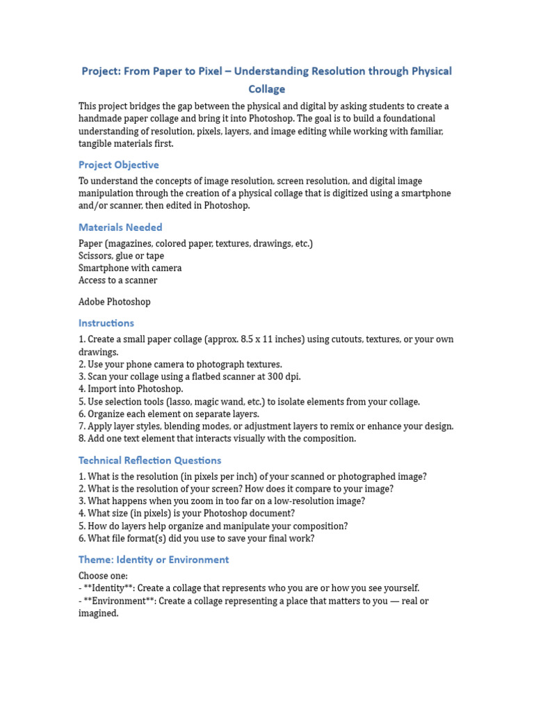 From Paper To Pixel Photoshop Project | PDF | Adobe Photoshop | Pixel