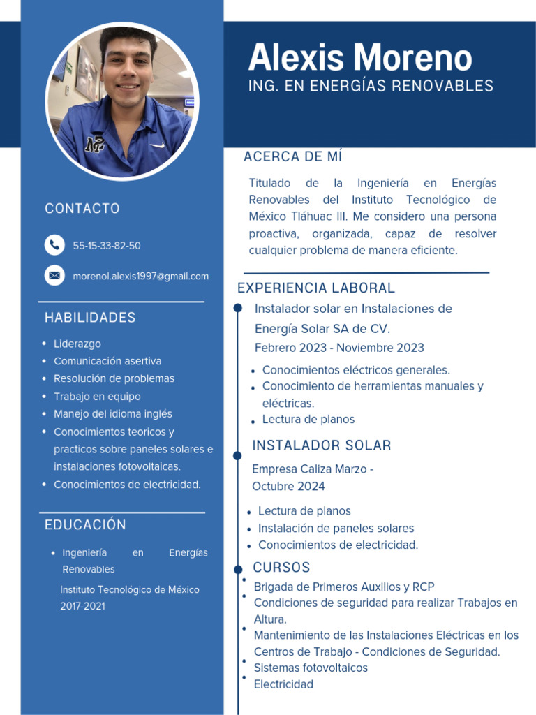 CV Español - 250325 - 115746.pdf - 20250325 - 120351 - 0000-1 | PDF | Fotovoltaica | Panel solar