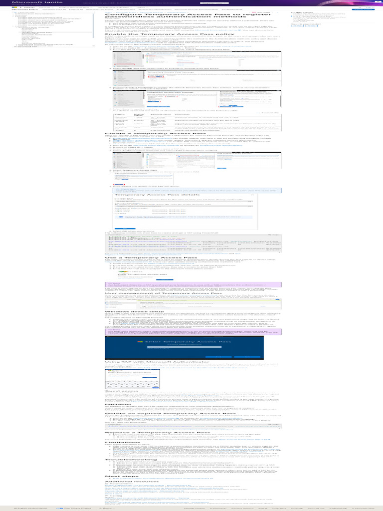 Configure A Temporary Access Pass in Microsoft Entra ID | PDF | Windows ...