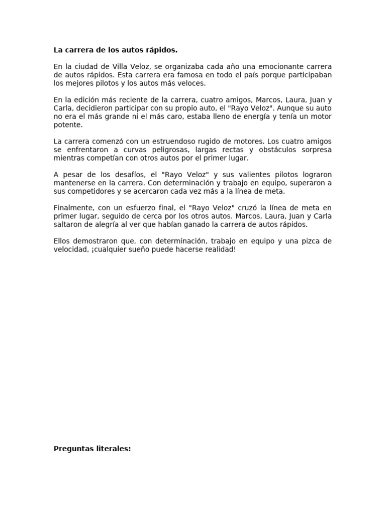 La Carrera de Los Autos Rápidos | PDF