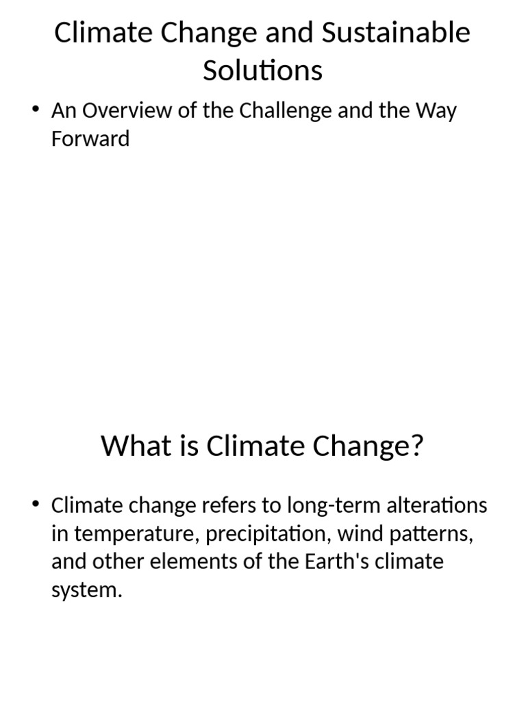 Climate Change: Sustainable Solutions Overview | PDF