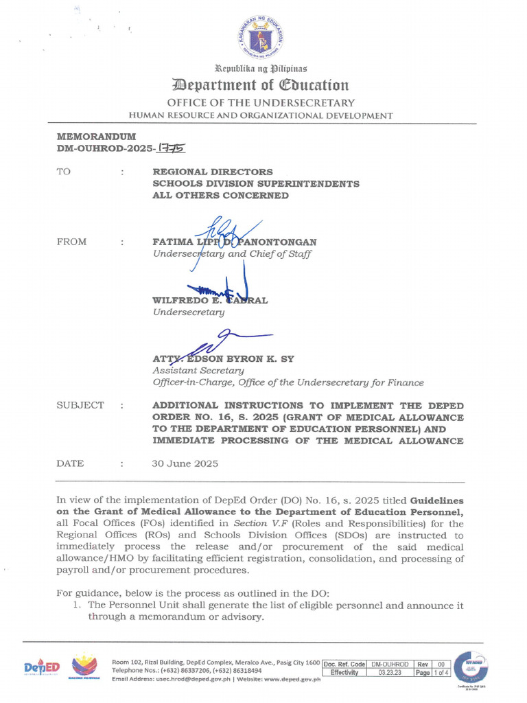 DM Ouhrod 2025 1775 Additional Instructions To Implement The Do 6 S.2025 Grant of Medical ...